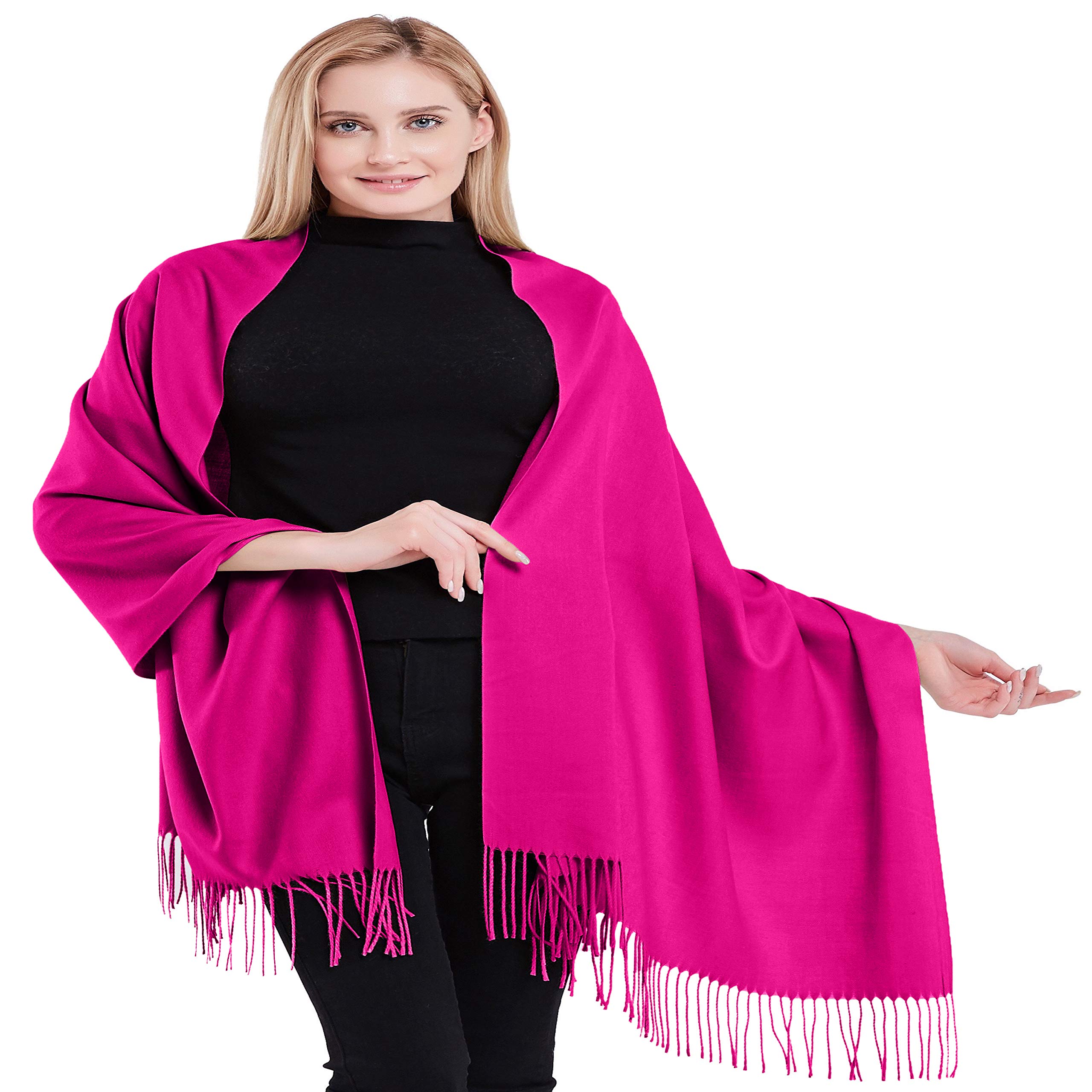 CJ Apparel Hot Pink 100% Cashmere Shawl Pashmina Scarf Wrap Stole Hand Made in Nepal NEW