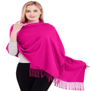 CJ Apparel Hot Pink 100% Cashmere Shawl Pashmina Scarf Wrap Stole Hand Made in Nepal NEW