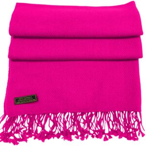 CJ Apparel Hot Pink 100% Cashmere Shawl Pashmina Scarf Wrap Stole Hand Made in Nepal NEW