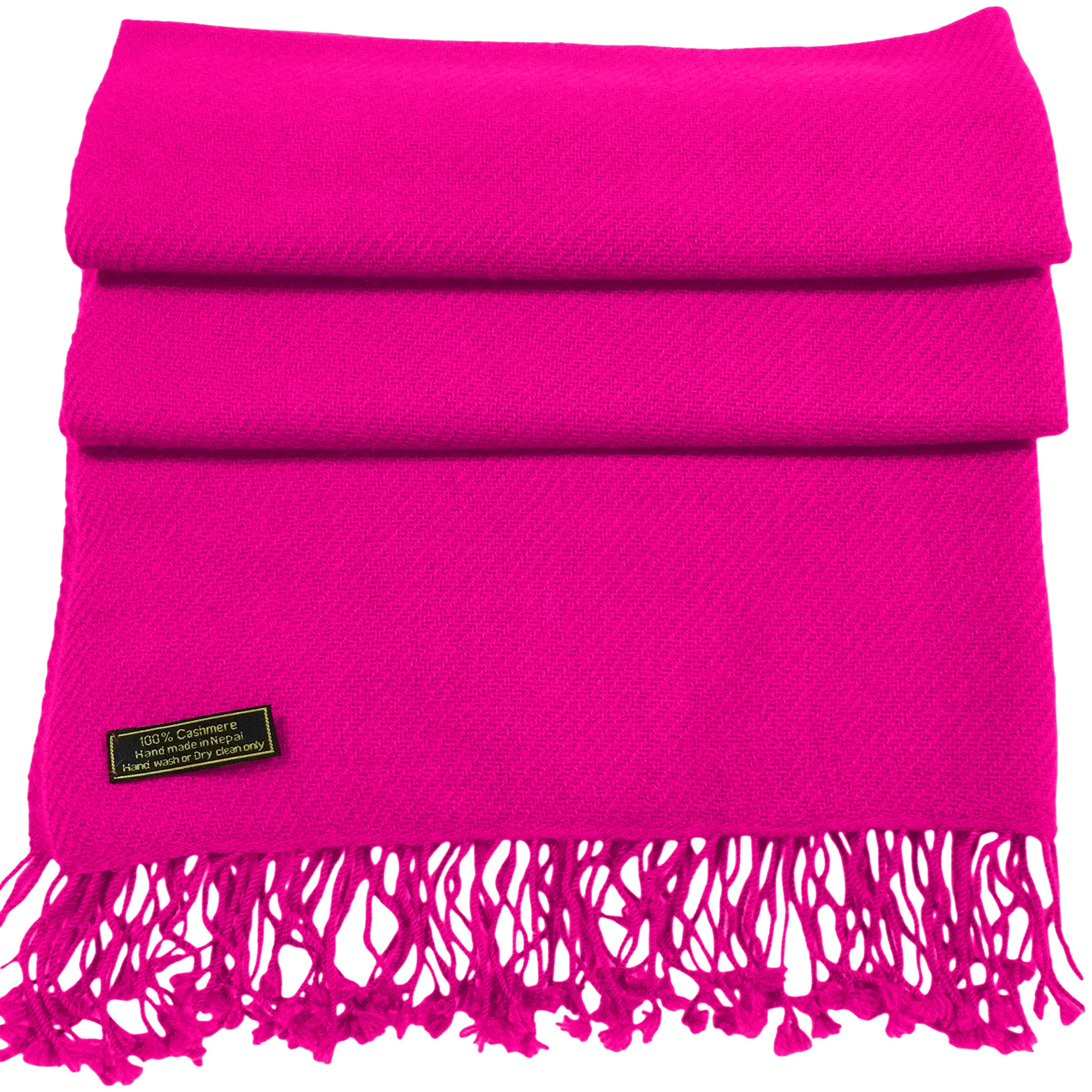 CJ Apparel Hot Pink 100% Cashmere Shawl Pashmina Scarf Wrap Stole Hand Made in Nepal NEW