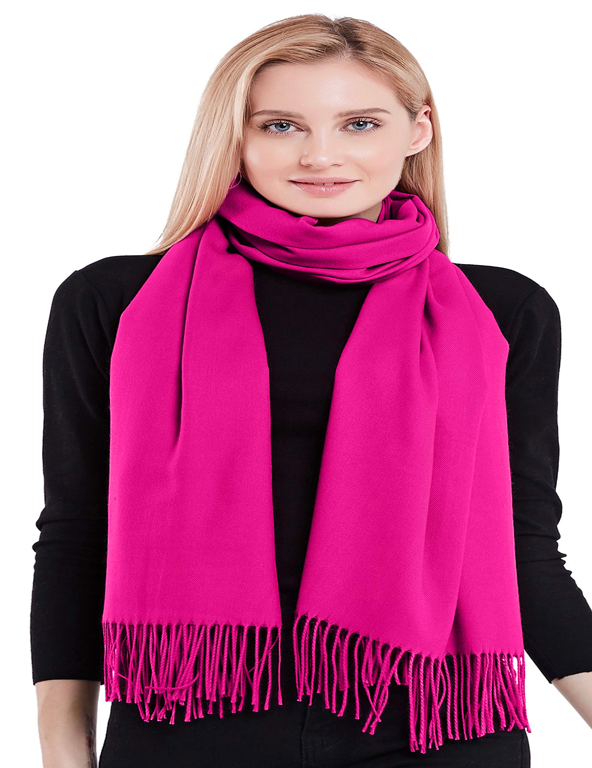 CJ Apparel Hot Pink 100% Cashmere Shawl Pashmina Scarf Wrap Stole Hand Made in Nepal NEW