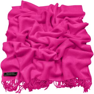 CJ Apparel Hot Pink 100% Cashmere Shawl Pashmina Scarf Wrap Stole Hand Made in Nepal NEW