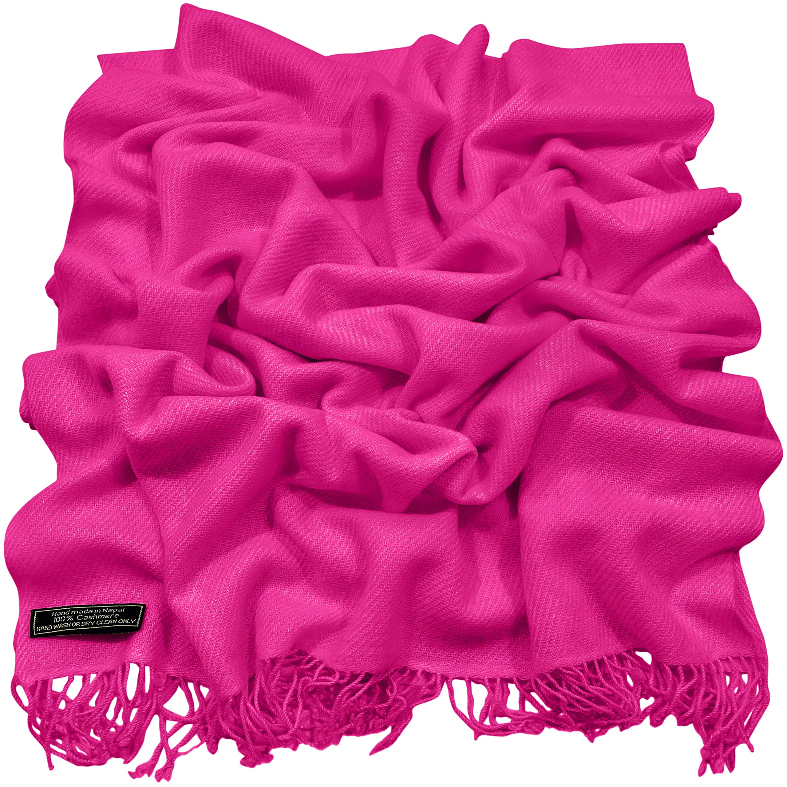 CJ Apparel Hot Pink 100% Cashmere Shawl Pashmina Scarf Wrap Stole Hand Made in Nepal NEW