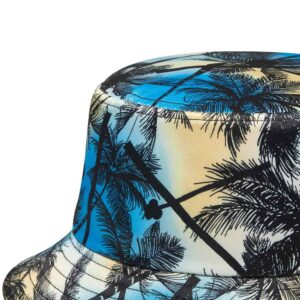 Quanhaigou Unisex Sun Hats, Fashion Beach Bucket Hat for Men Women,Summer Outdoor Boy's Girls Boonie Cap Breathable Packable (Palm Tree)