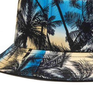 Quanhaigou Unisex Sun Hats, Fashion Beach Bucket Hat for Men Women,Summer Outdoor Boy's Girls Boonie Cap Breathable Packable (Palm Tree)