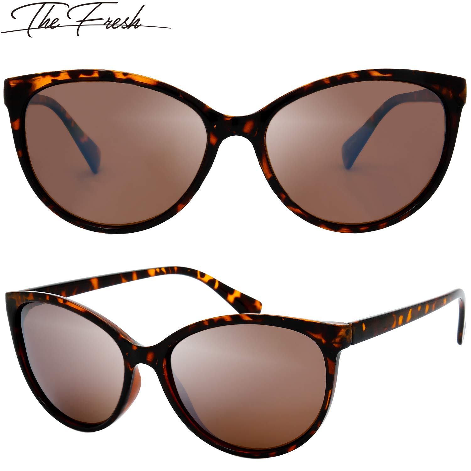 The Fresh Women's Polarized Fashion Tip Pointed Cateye Sunglasses - Gift Box Package (L903b-Tortoise, Brown)