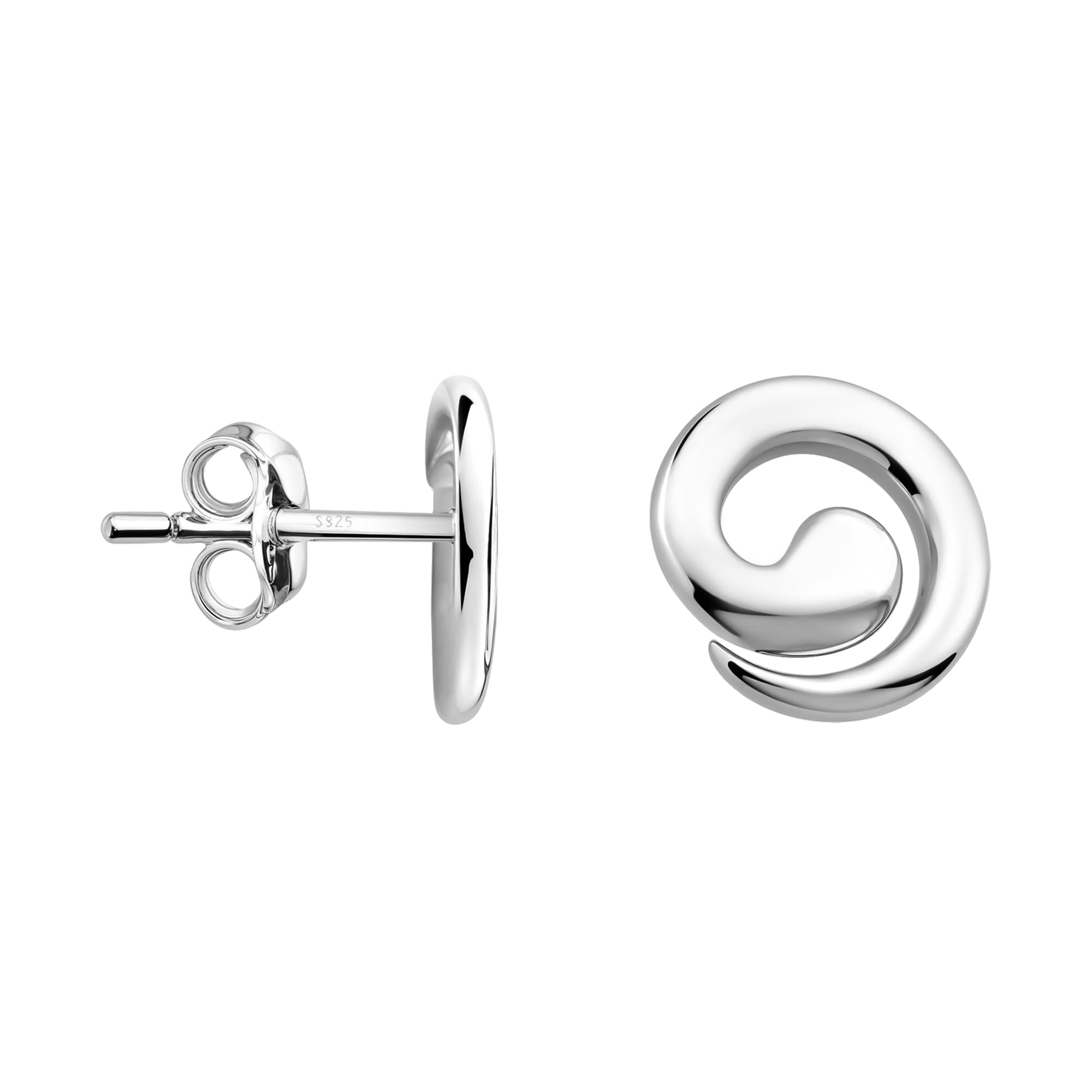 SOFIA MILANI - Solid 925 Sterling Silver Earrings for Women - Wave Spiral Stud Earrings - 20638