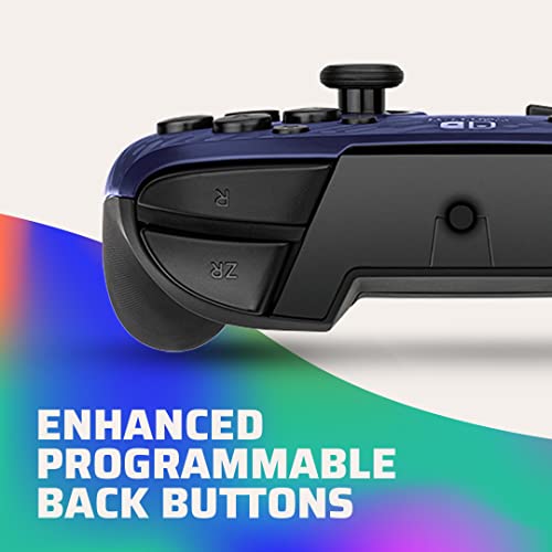 PDP Gaming Faceoff Deluxe+ Wired Switch Pro Controller - Officially Licensed by Nintendo - Customizable gamepad buttons, sticks, triggers, and paddles - Ergonomic Controllers - Blue Camo / Camouflage