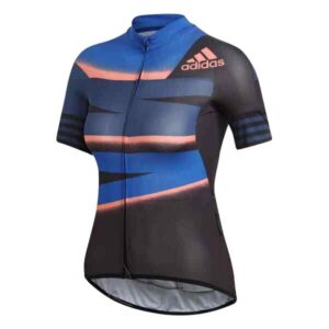 adidas women's adistar jersey short sleeve knitted creator graphic tech indigo/solar red medium