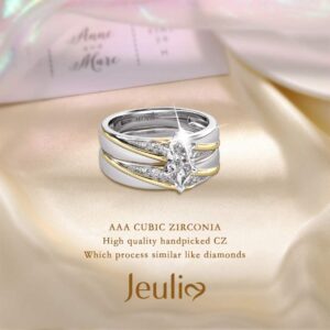 Jeulia Wedding Rings Engagement Rings for Women Anniversary Promise Ring Bridal Sets 925 Sterling Silver with 1.6 ct Primary Stone+ 0.32 ct Side Stone