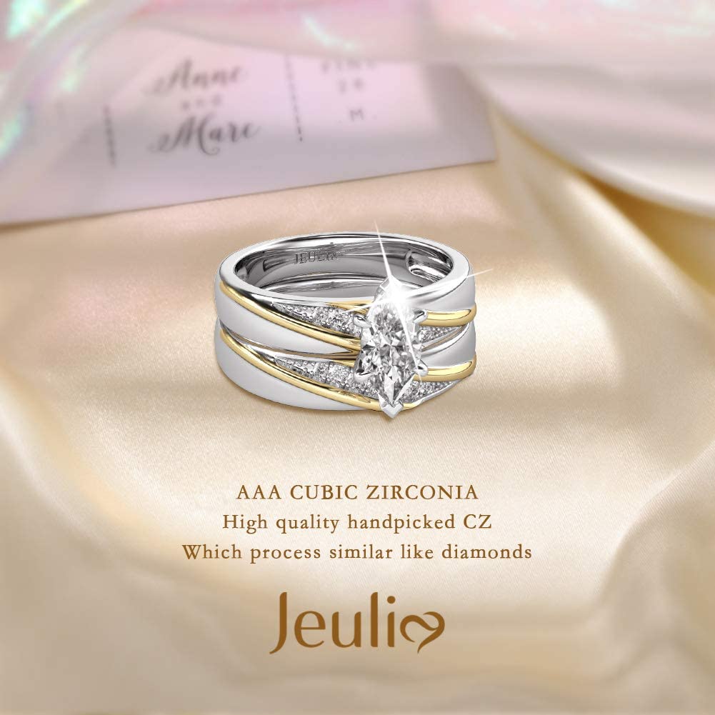 Jeulia Wedding Rings Engagement Rings for Women Anniversary Promise Ring Bridal Sets 925 Sterling Silver with 1.6 ct Primary Stone+ 0.32 ct Side Stone