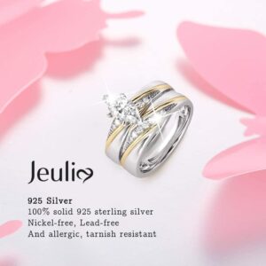 Jeulia Wedding Rings Engagement Rings for Women Anniversary Promise Ring Bridal Sets 925 Sterling Silver with 1.6 ct Primary Stone+ 0.32 ct Side Stone