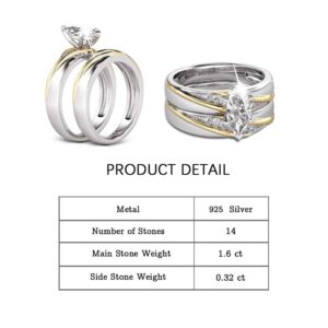 Jeulia Wedding Rings Engagement Rings for Women Anniversary Promise Ring Bridal Sets 925 Sterling Silver with 1.6 ct Primary Stone+ 0.32 ct Side Stone