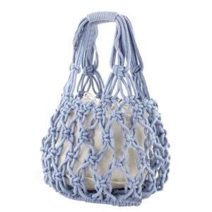 Nice Pies New Straw Bag Cotton Thread Woven Bag Portable Net Bag Casual Bucket Handbag Summer Beach Purse for Women/Girls