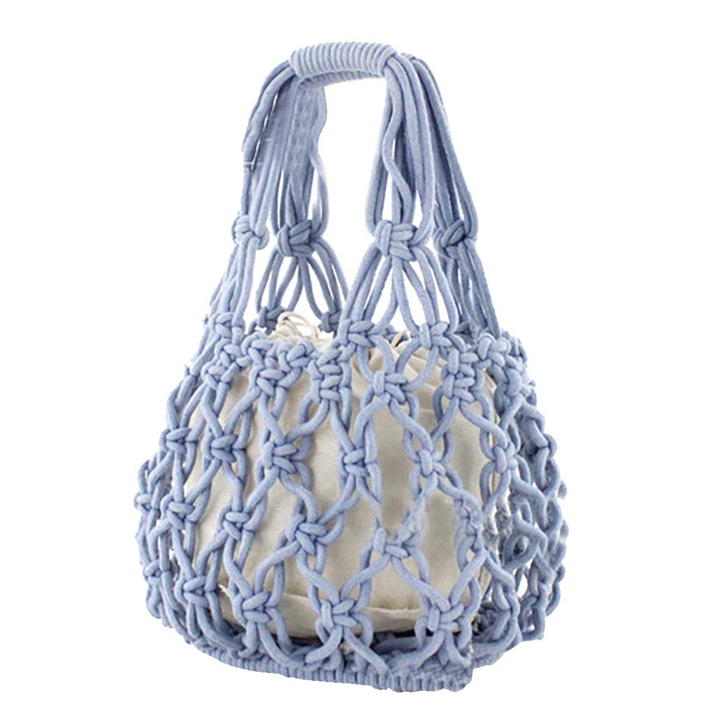 Nice Pies New Straw Bag Cotton Thread Woven Bag Portable Net Bag Casual Bucket Handbag Summer Beach Purse for Women/Girls