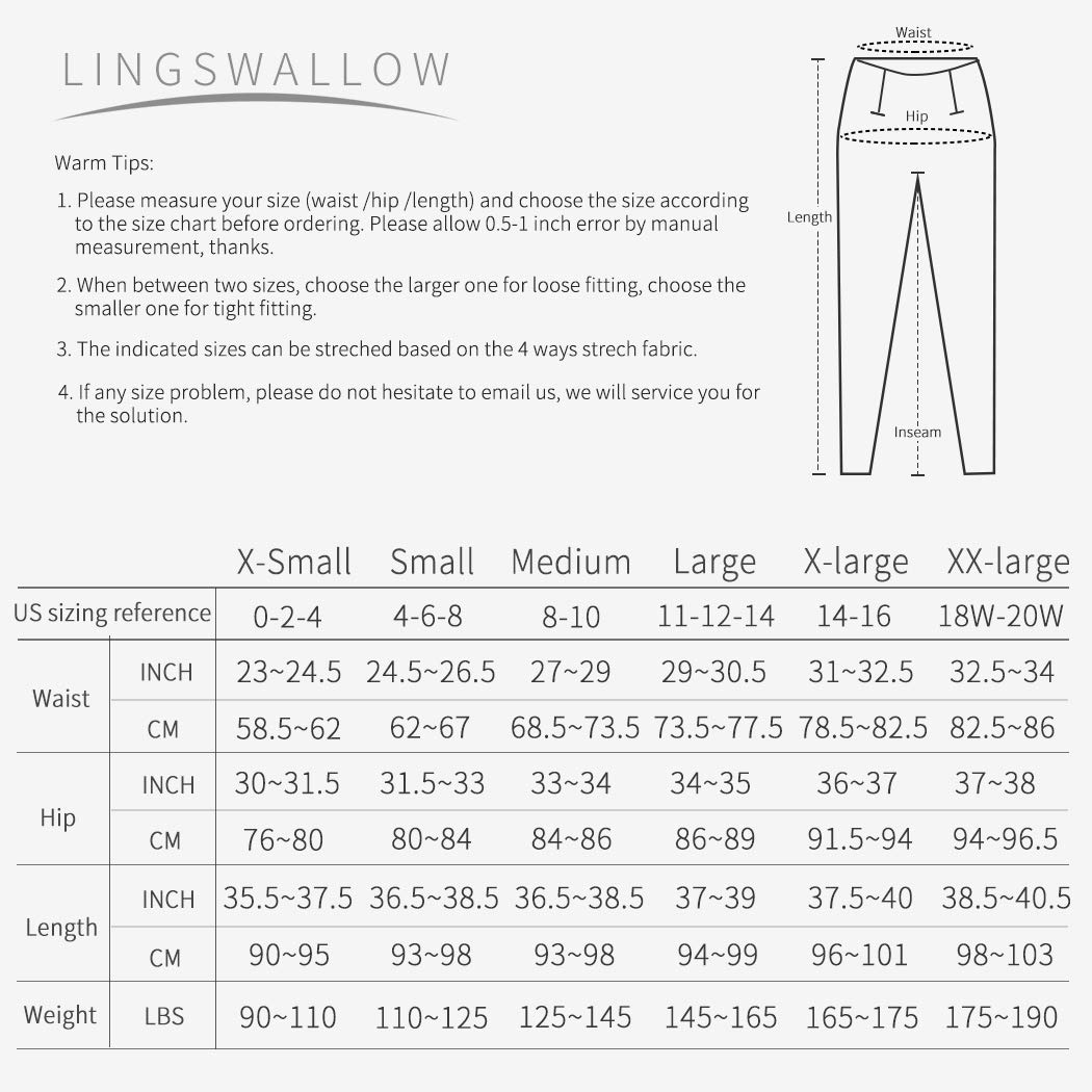 Lingswallow High Waist Yoga Pants - Yoga Pants with Pockets Tummy Control, 4 Ways Stretch Workout Running Yoga Leggings (Black, Large)