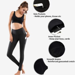 Lingswallow High Waist Yoga Pants - Yoga Pants with Pockets Tummy Control, 4 Ways Stretch Workout Running Yoga Leggings (Black, Large)