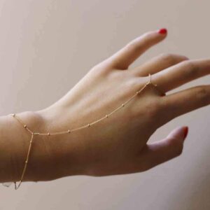 Olbye Finger Ring Bracelet Gold Hand Bracelet Chain Jewelry for Women (1 Layer)