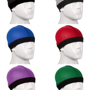 6 Pieces Silky Wave Caps for Men Kids 360 Wave Durag Cap Elastic Wave Velvet Hat (Black, Silver, Red, Green, Purple, Blue)