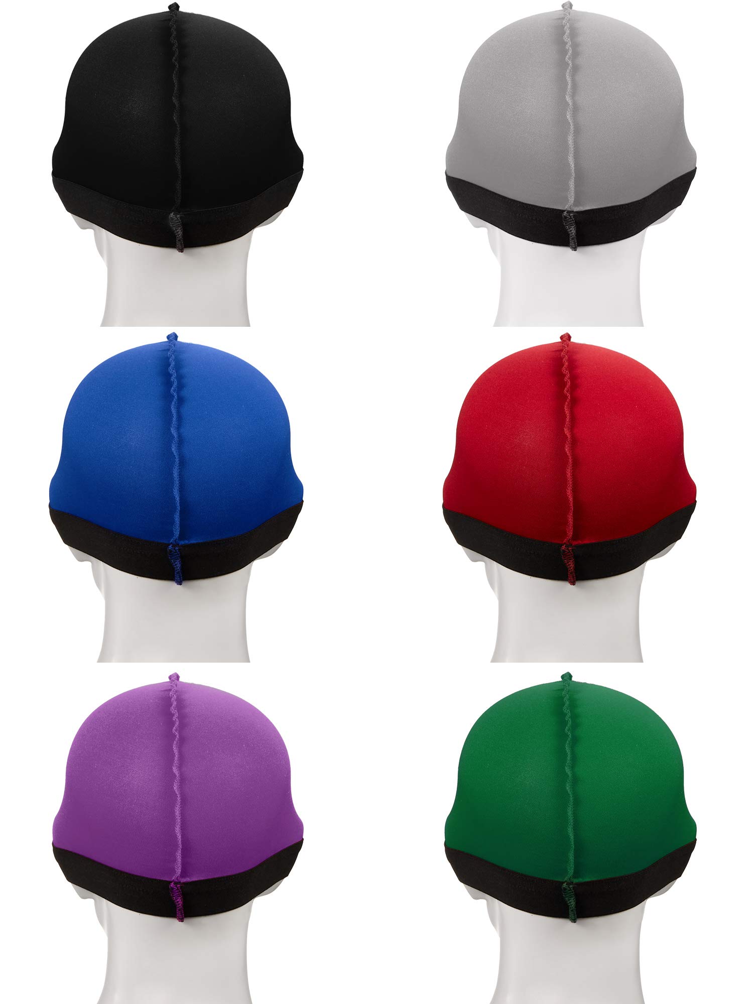 6 Pieces Silky Wave Caps for Men Kids 360 Wave Durag Cap Elastic Wave Velvet Hat (Black, Silver, Red, Green, Purple, Blue)