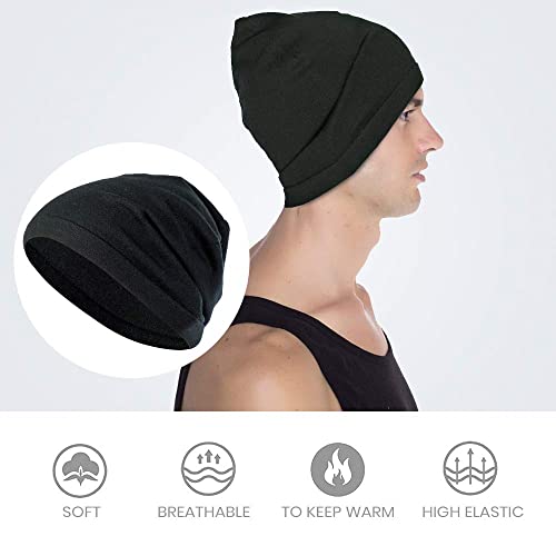 LilySilk 100% Silk Knitted Slouchy Beanie Breathable Thin Women Men Stretch Skull Cap Soft Comfortable (Black, Normal Women Size)