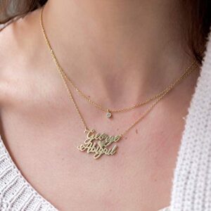 YokeDuck Name Necklace Personalized with Heart, Customized Two Names Necklace Dainty Jewelry Gift for Mom