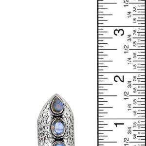 YoTreasure Labradorite Solid 925 Sterling Silver 3 Stone Ring