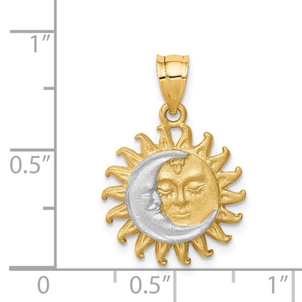 IceCarats 14K Yellow Gold White Sun Crescent Moon Necklace Charm Pendant Celestial Jewelry Only