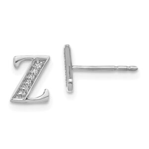 14K White Gold Diamond Dainty Letter Z Initial Name Monogram Earrings