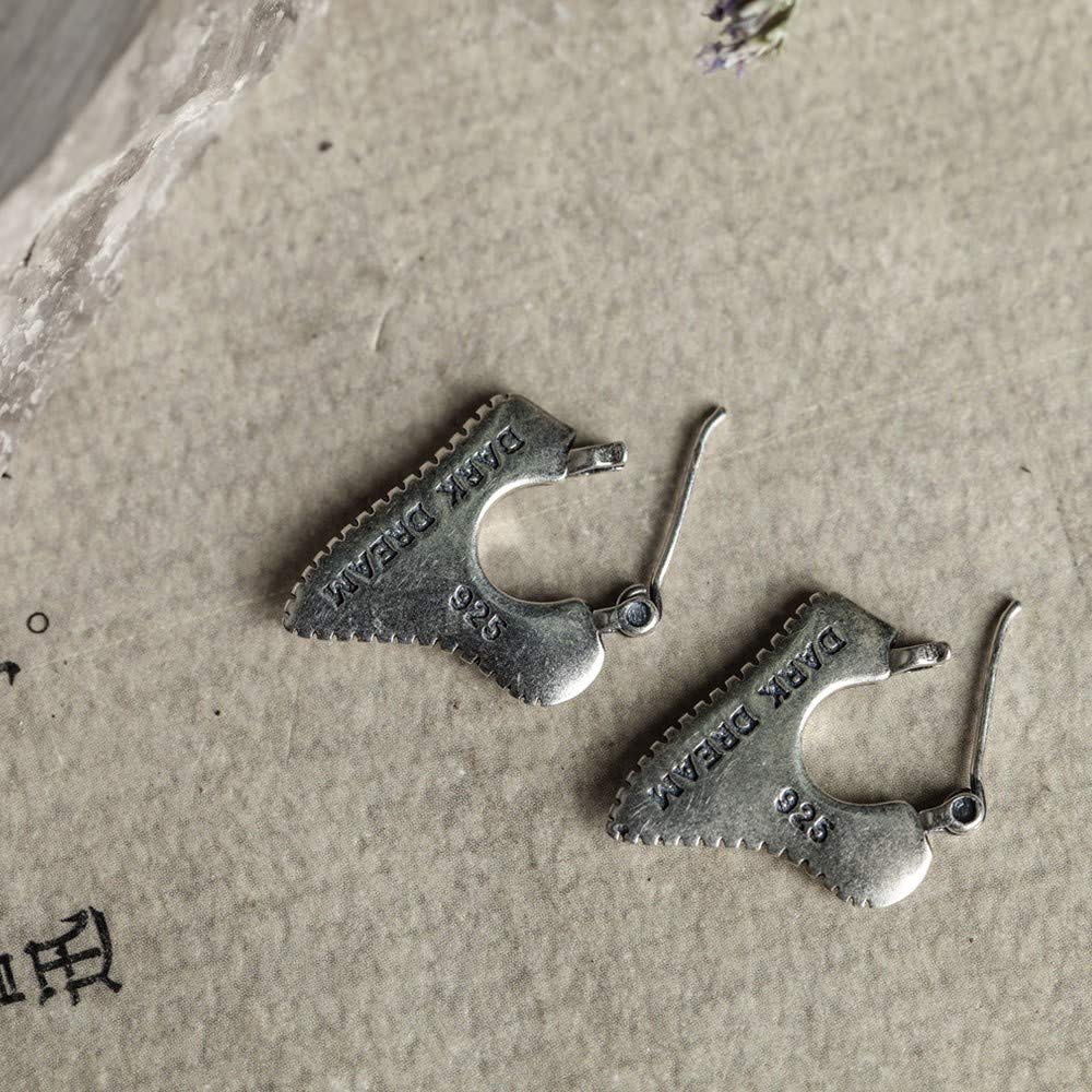 925 Sterling Silver Earrings Women's Vintage Accessories Large Version of Exaggerated Zigzag Shark Teeth Studs Personality Fashion Creative Gift Trend Old Craft