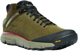 danner trail 2650 gore-tex mid 4" waterproof hiking shoes for men - suede and textile upper with comfort footbed, exo heel system & traction outsole, dusty olive - 7 d