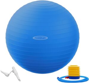 signature fitness anti-burst and slip resistant exercise ball yoga ball fitness ball birthing ball with quick pump, 2,000-pound capacity, blue, 26-inch, l