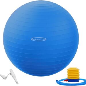 Signature Fitness Anti-Burst and Slip Resistant Exercise Ball Yoga Ball Fitness Ball Birthing Ball with Quick Pump, 2,000-Pound Capacity, Blue, 26-inch, L