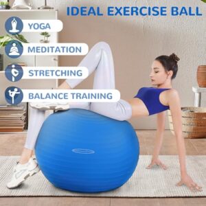 Signature Fitness Anti-Burst and Slip Resistant Exercise Ball Yoga Ball Fitness Ball Birthing Ball with Quick Pump, 2,000-Pound Capacity, Blue, 26-inch, L