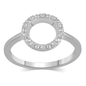 fifth and fine 1/10 ctw diamond circle ring set in sterling silver (white, 9)