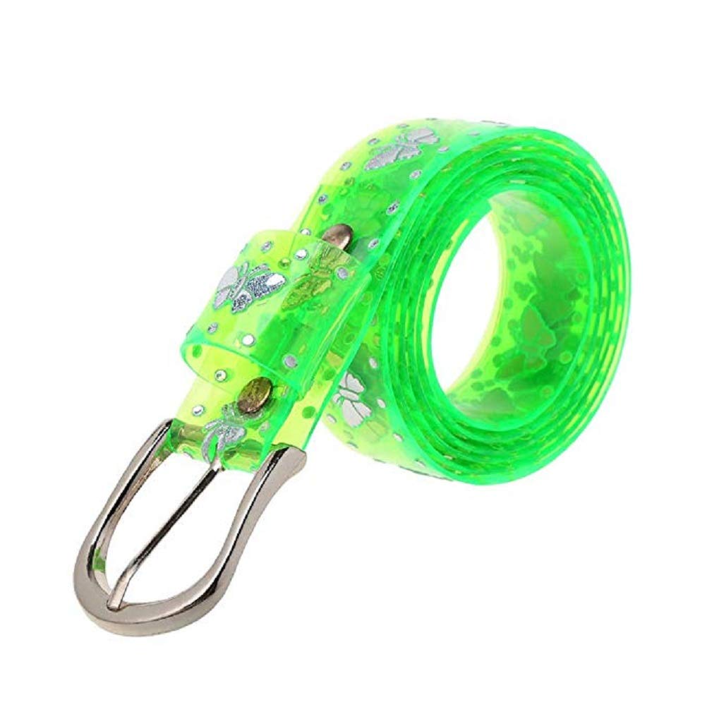 Women Girls Candy Color Holo Butterfly Waist Belt With Buckle Fluorescent Clear Jelly Belt for Jeans Pants Dresses