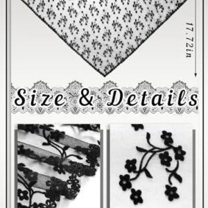 Boao 2 Pieces 1950s Retro Lace Scarf Triangle Neck Scarf Embroidered Lace Wrap Hair Wrap for Women (Stylish)