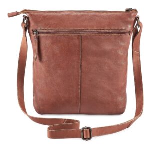 Crossbody Bags for Women Real Leather Purse Handmade Vintage Crossover Shoulder Pocketbook (Cognac Washed Vintage)