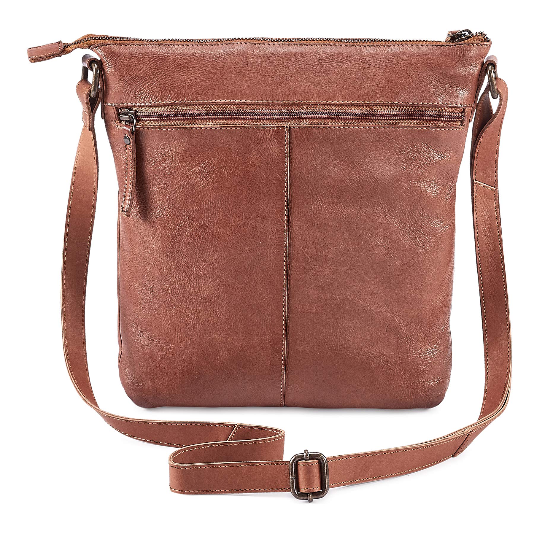 Crossbody Bags for Women Real Leather Purse Handmade Vintage Crossover Shoulder Pocketbook (Cognac Washed Vintage)