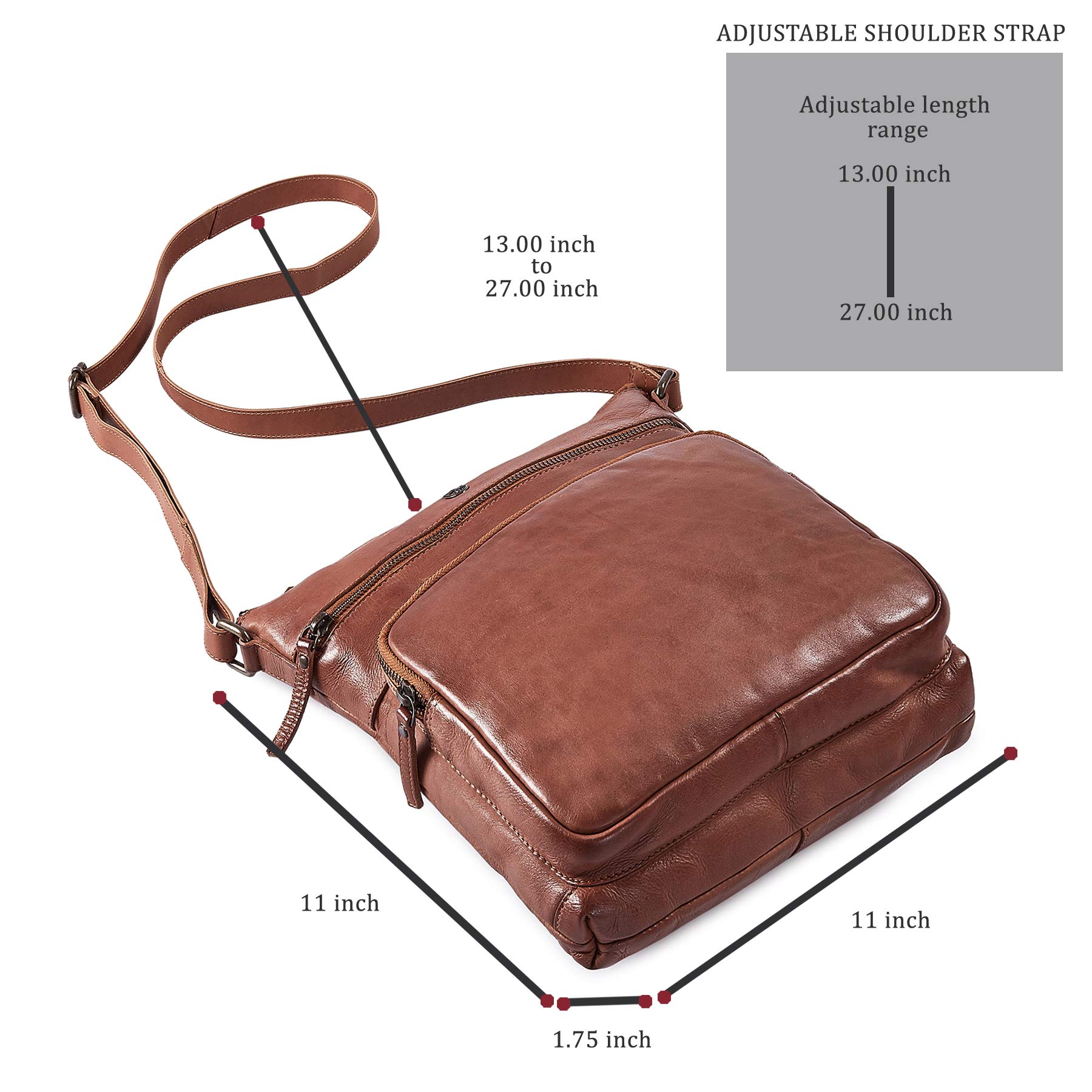 Crossbody Bags for Women Real Leather Purse Handmade Vintage Crossover Shoulder Pocketbook (Cognac Washed Vintage)