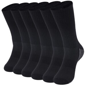 sunew bamboo crew socks womens, womens soft cushioned running jogging hiking crew socks with mesh and arch support, seamless toe sensitive skin wicking sweaty summer long socks,6 pairs black s