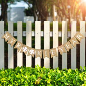 Jute Burlap My Rookie Year Banner Baseball Theme Boy 1st birthday Party Garland Decoration