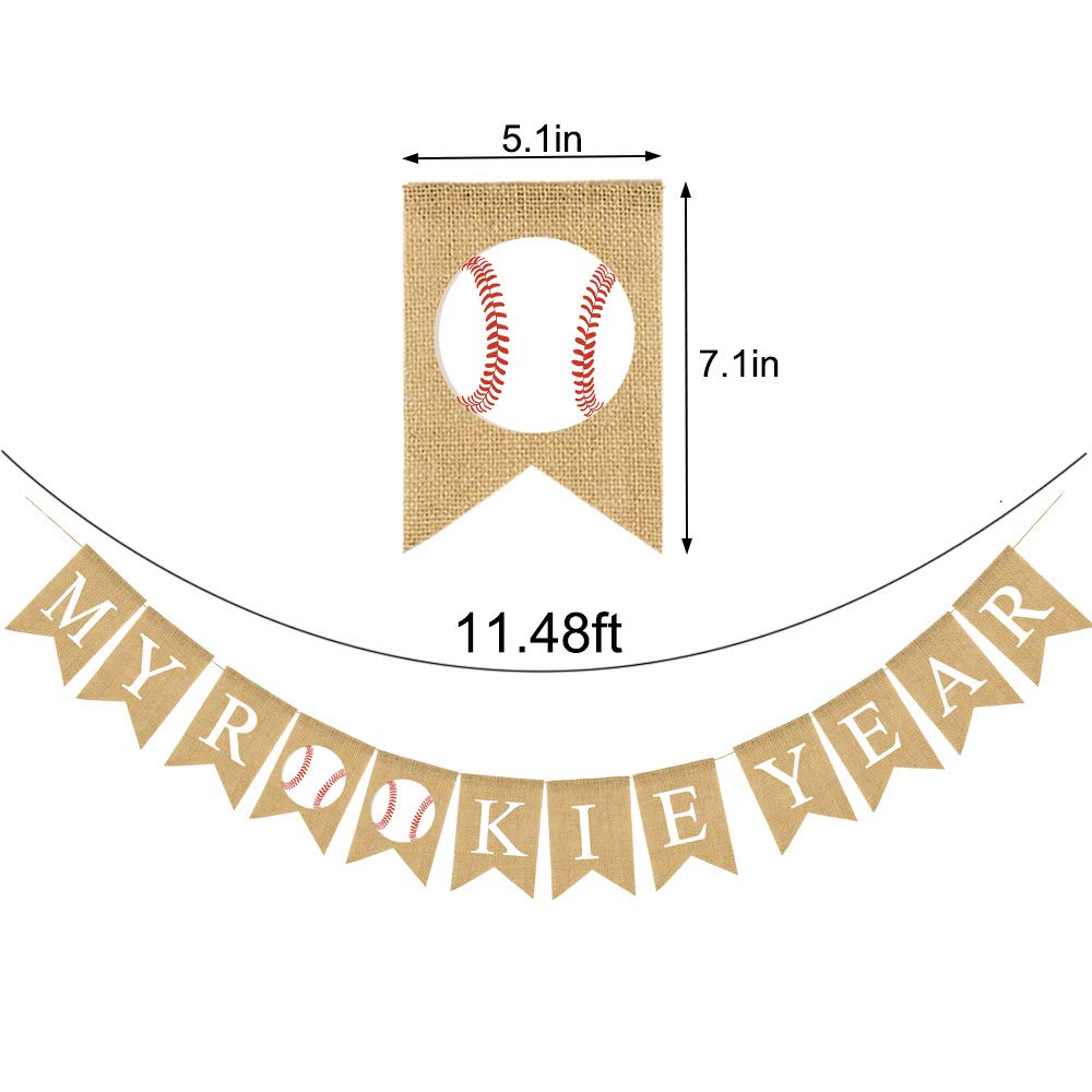 Jute Burlap My Rookie Year Banner Baseball Theme Boy 1st birthday Party Garland Decoration