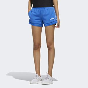 adidas women's essentials material mix shorts blue/white x-large