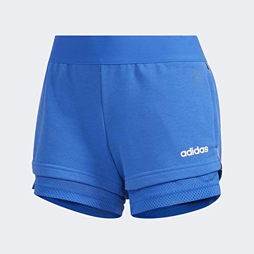 adidas Women's Essentials Material Mix Shorts Blue/White X-Large