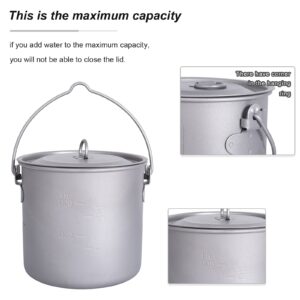 usharedo Camping Titanium Pot with Lid and Collapsible Handle Outdoor Hiking Picnic Cup Mug Water Bottle 1100ml