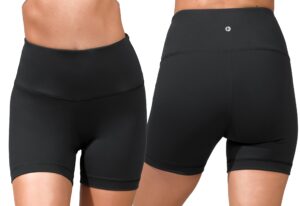 90 degree by reflex high waist power flex yoga shorts - tummy control biker shorts for women - black 2 pack - small