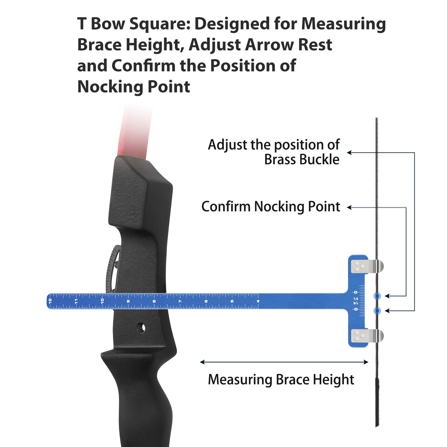 Zonon Bow String Nocking Points Pliers Strings Knock Set T Shape Bow Square Ruler Nocking Buckle Pliers Recurve Bow Turning Kit Archery (Dark Blue)