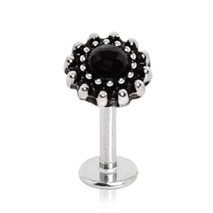 covet jewelry 316l stainless steel black pearl labret