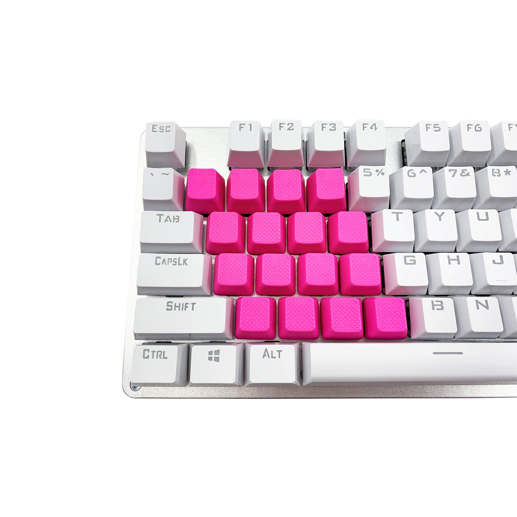 Big Chic Blank TPR Rubber Gaming Keycaps 4 Keys Set 1u for Cherry MX Mechanical Keyboards Compatible OEM (R0, Neon Pink)